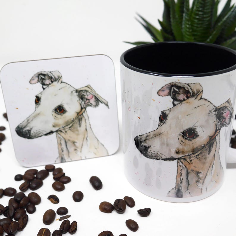 Whippet Mug & Coaster Set, Whippet Mug, Whippet Gift, Whippet Lover ...