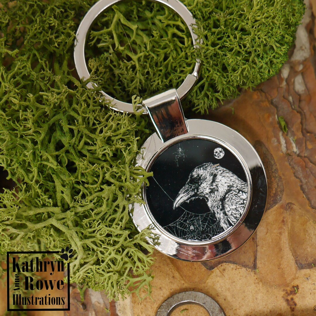 Carrion Crow Keyring, Pointillism Art, Bird Lover Gift - Etsy UK