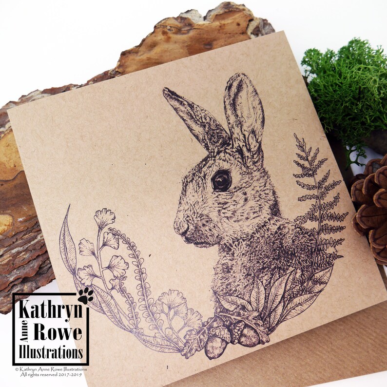 Wild Rabbit Greeting Card, Bertie I Mandala Doodle, Kraft Paper - Etsy UK