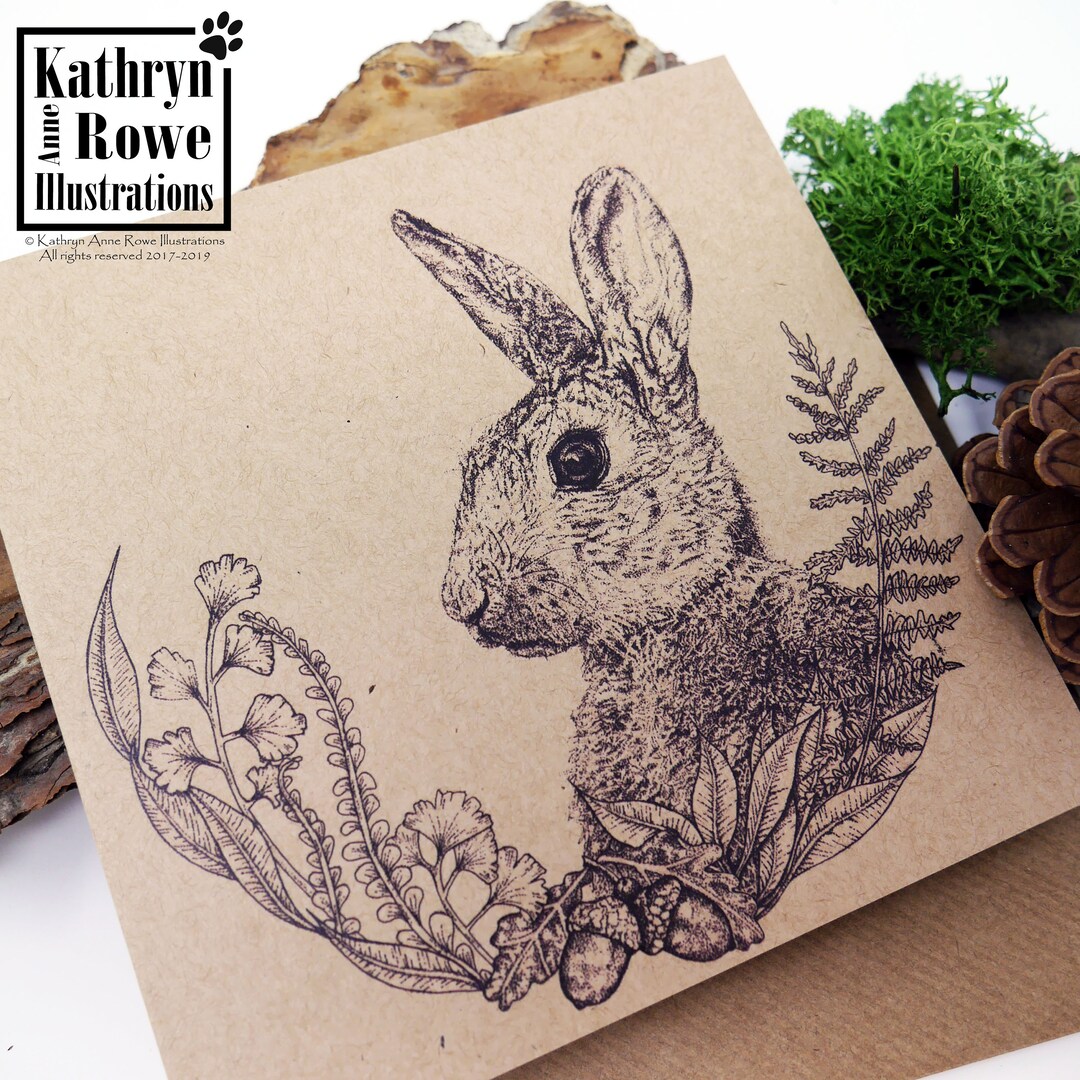 Wild Rabbit Greeting Card, Bertie I Mandala Doodle, Kraft Paper - Etsy UK