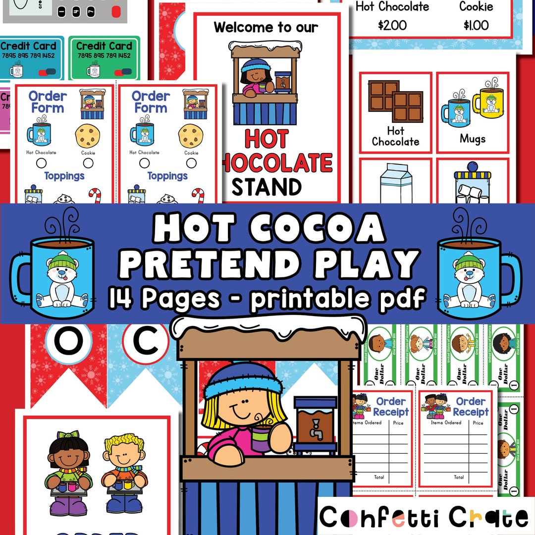 Hot Cocoa Pretend Play Printables Hot Chocolate Stand Dramatic Play