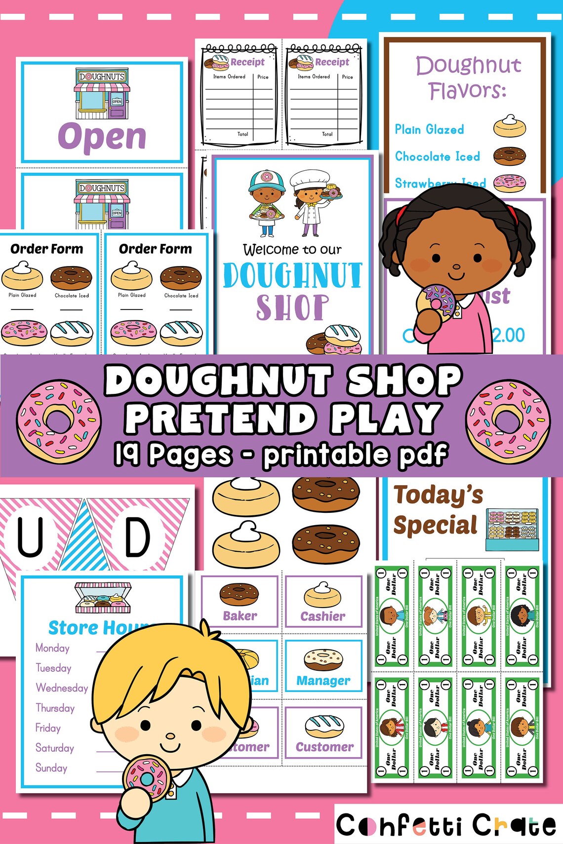 Doughnut Pretend Play Printables Donut Dramatic Play - Etsy