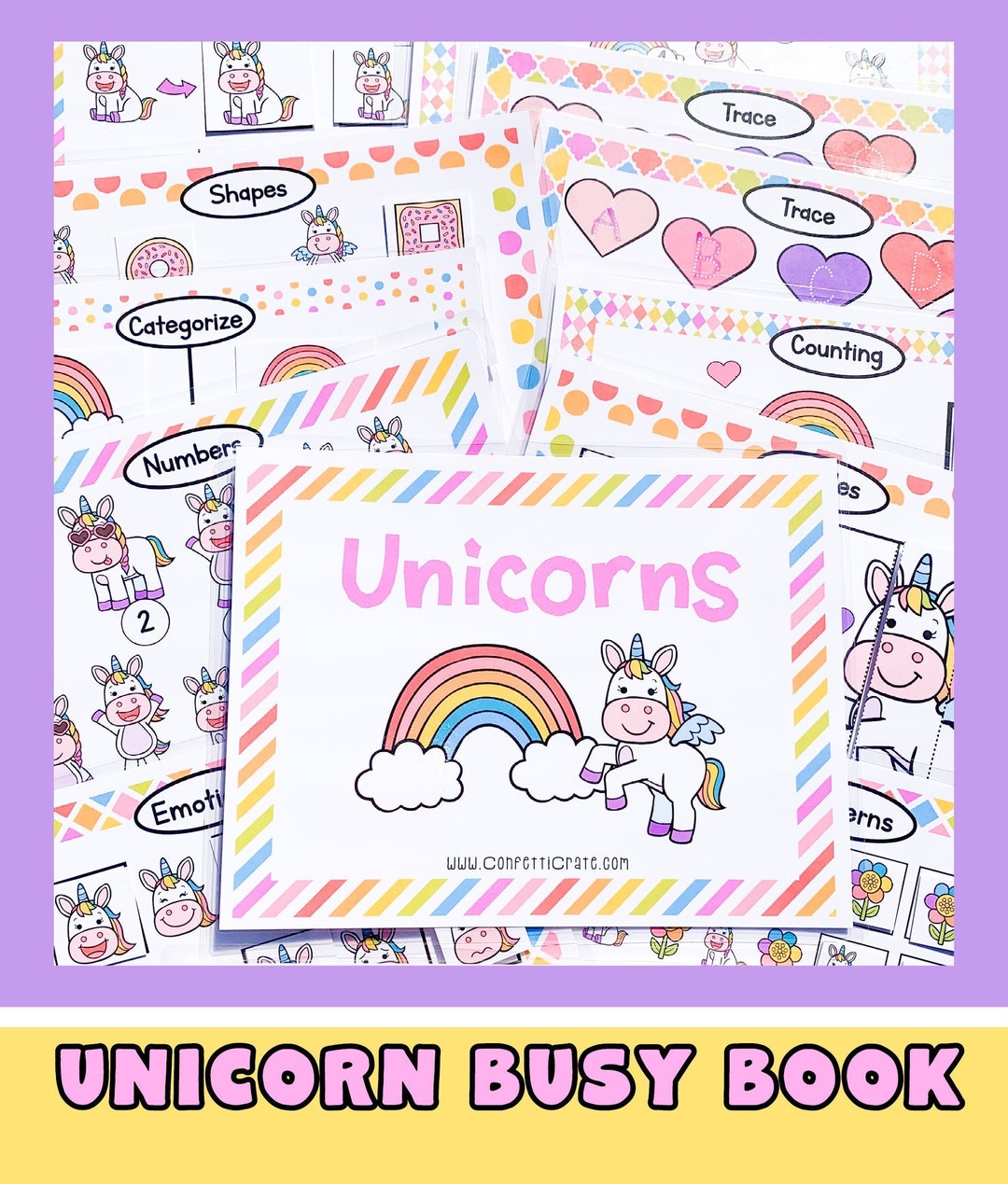 Unicorn Busy Book Printable for Toddlers, Toddler Girls, Busy Binder ...