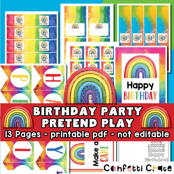 Birthday Party Pretend Play Printable Birthday Dramatic Play - Etsy