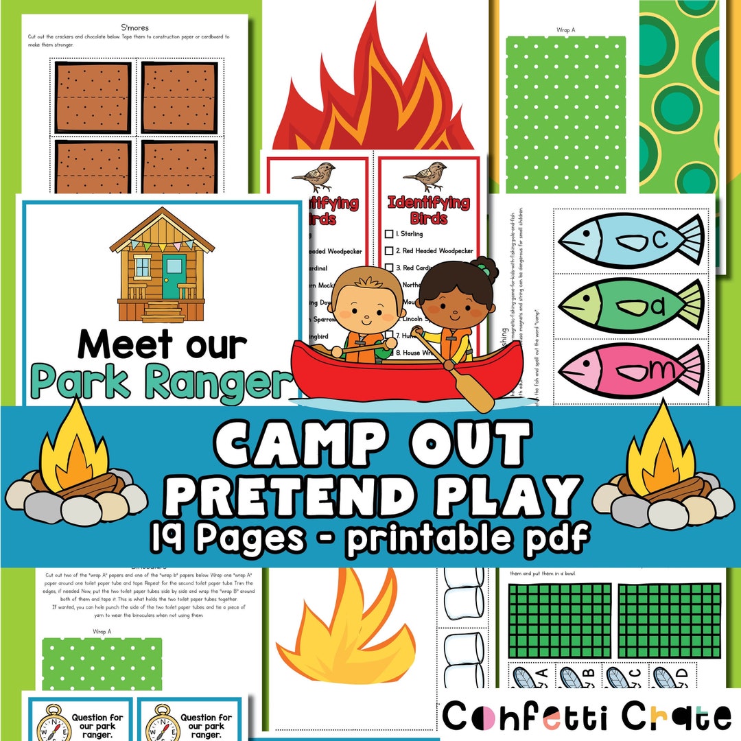 Camping Pretend Play Printable for Kids, Toddler Activities, Preschool ...