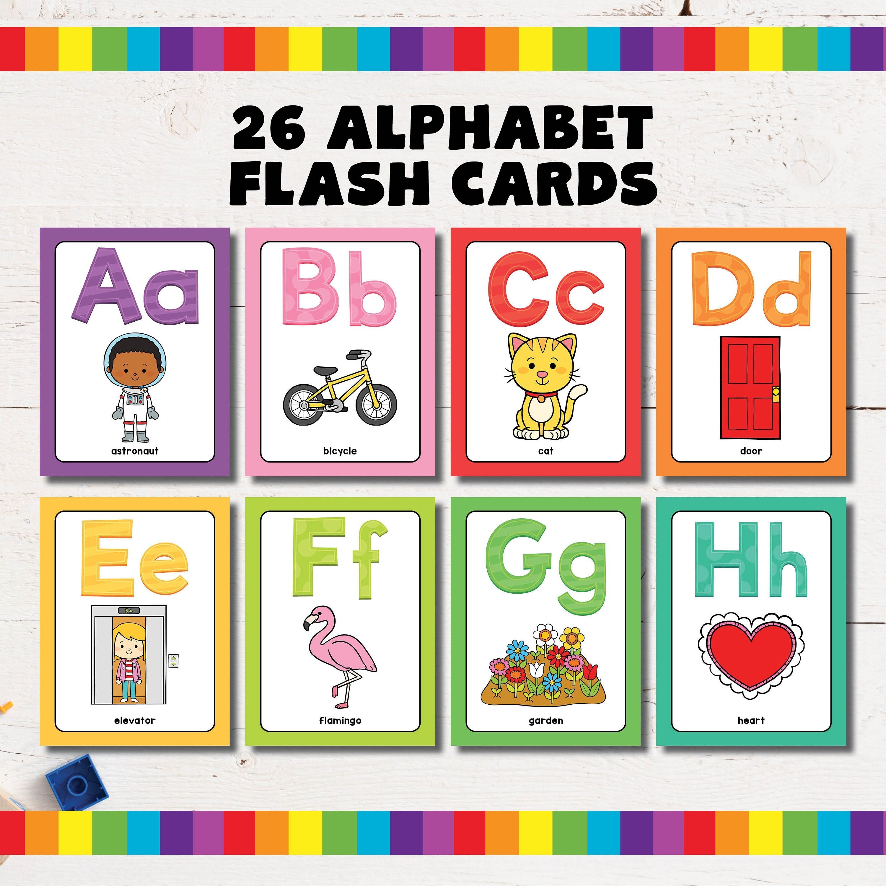 Alphabet Flash Cards Printable for Kids - Etsy Canada