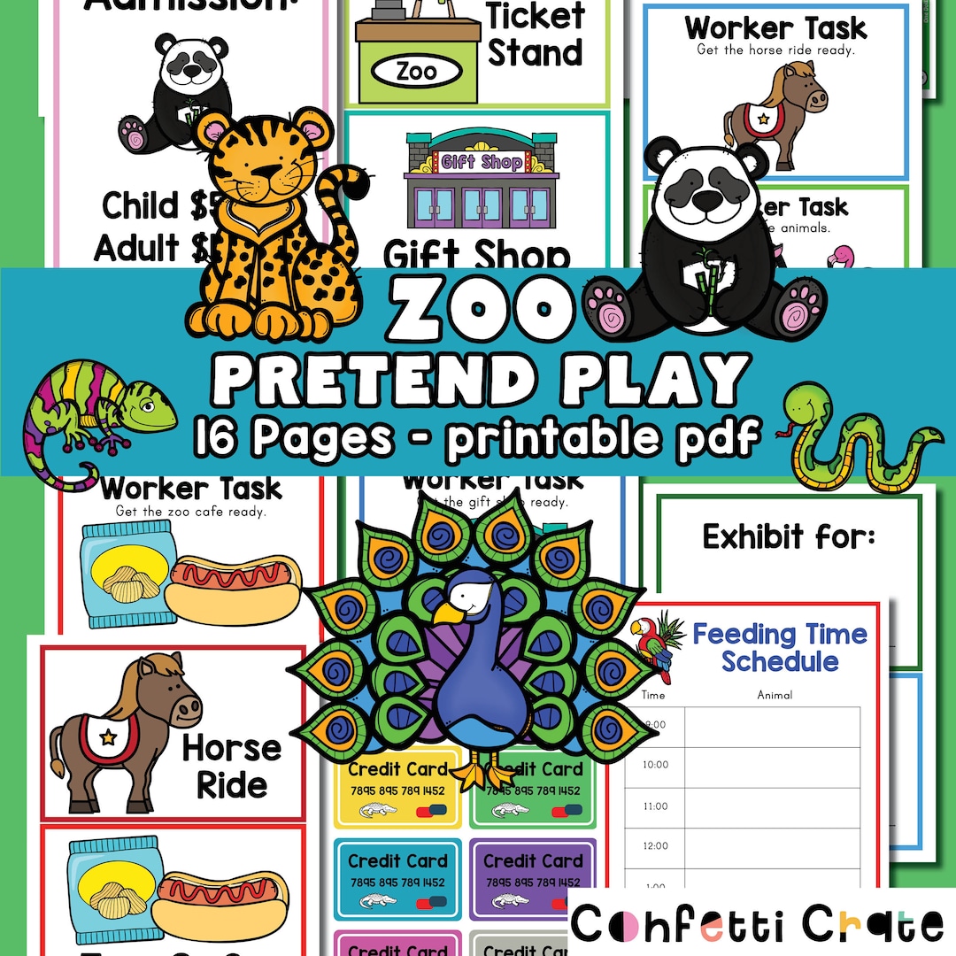 Zoo Pretend Play Printables, Zoo Dramatic Play Printable, Play Zoo ...