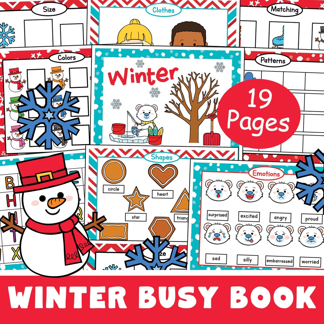 Winter Busy Book Printable for Toddlers, Busy Binder, Learning Binder ...
