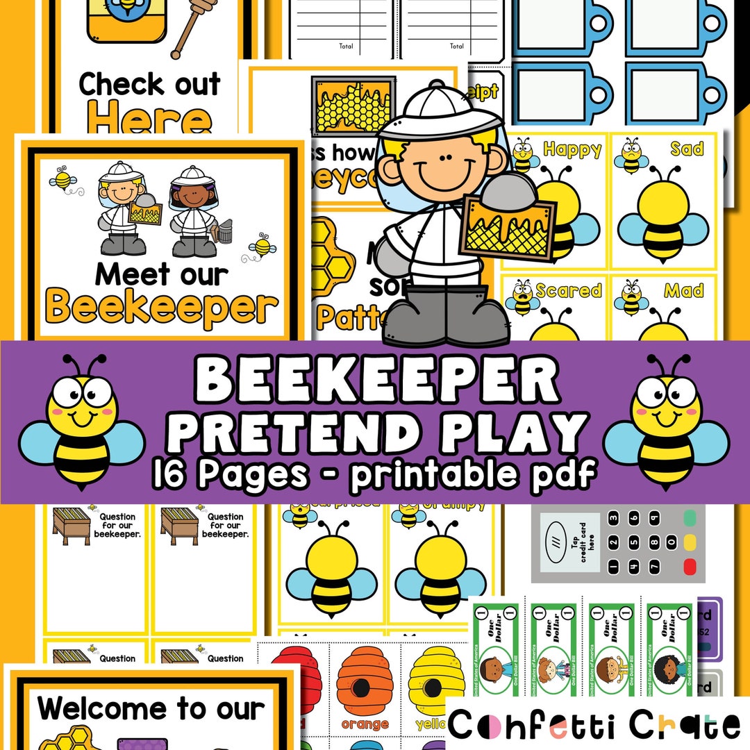 Beekeeper Pretend Play Printable for Kids, Dramatic Play, Honey Bees ...