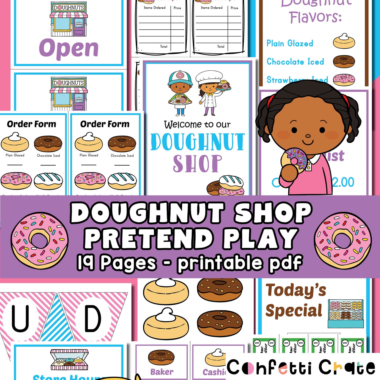 Doughnut Pretend Play Printables Donut Dramatic Play - Etsy