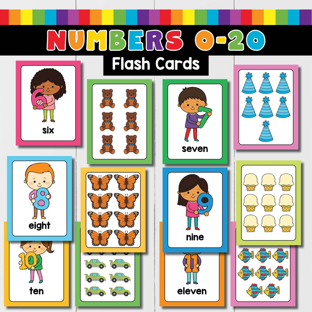 Number Flash Cards for Kids Printable, Toddler Flashcards Printable ...