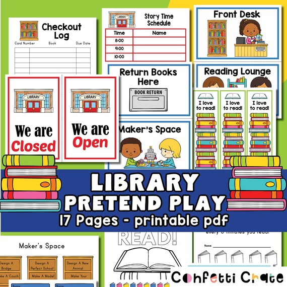 Library Pretend Play Printables Library Dramatic Play - Etsy