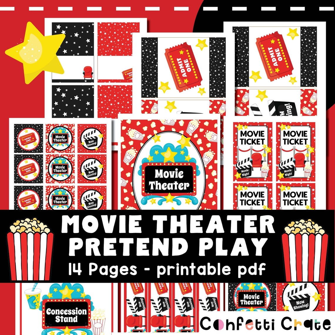 Movie Theater Pretend Play Printable Movies Dramatic Play - Etsy