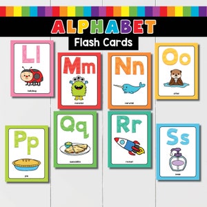 Alphabet Flash Cards Printable for Kids, Abc Flashcards, Alphabet Cards ...