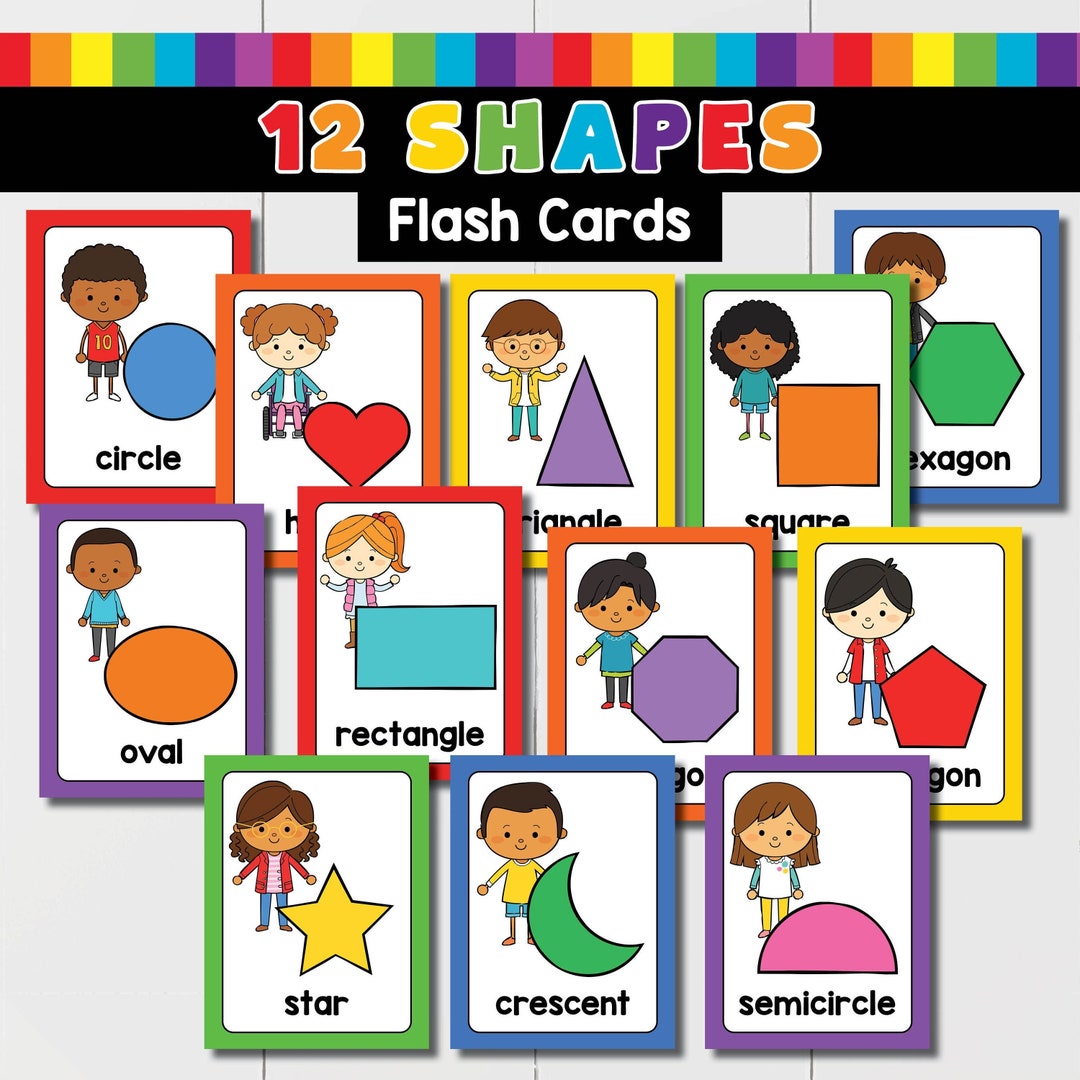 Shapes Flash Cards for Kids Printable, Flashcards, Educational ...