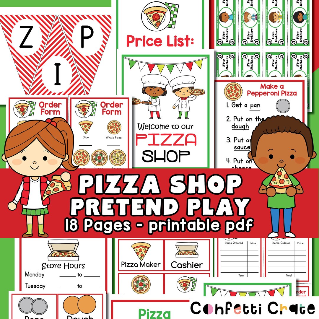 Pizza Pretend Play Printables, Pizza Dramatic Play, Play Money ...