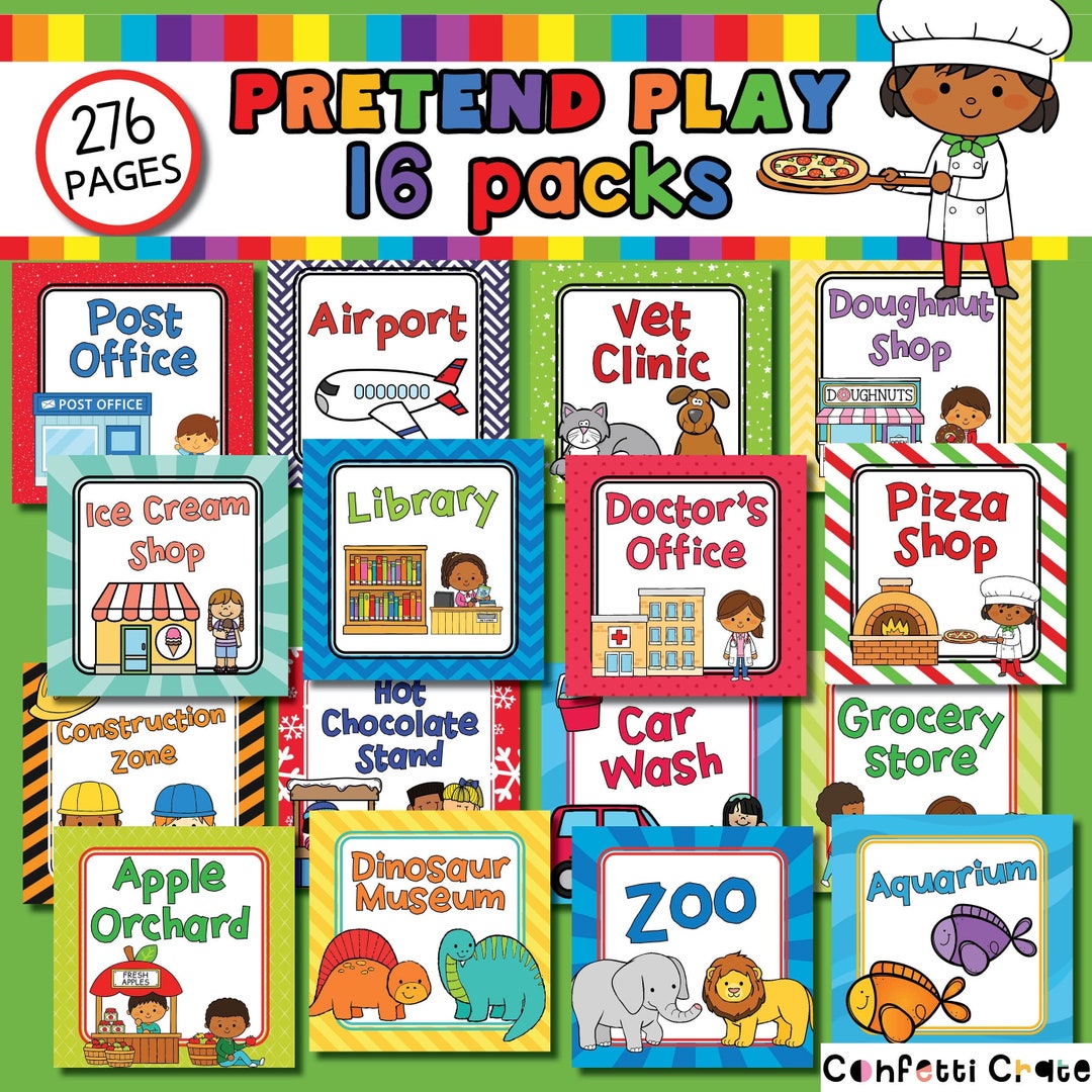 Kids Pretend Play Printable Bundle, Dramatic Play Bundle, Preschool ...