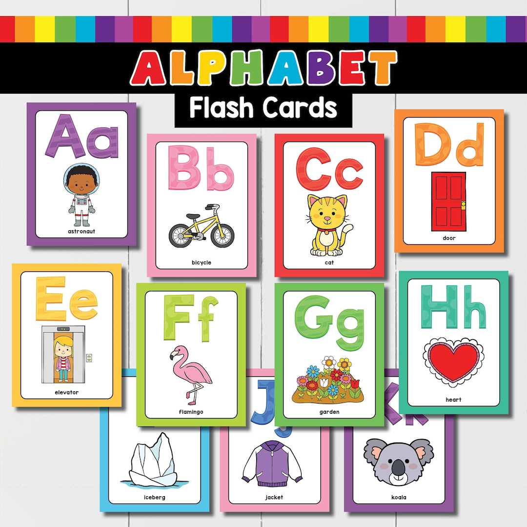 Alphabet Flash Cards Printable for Kids, Abc Flashcards, Alphabet Cards ...