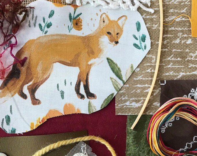 Slow Stitch Kit Fabric Pack Wildlife Nature Junk Journal Deer Hare ...