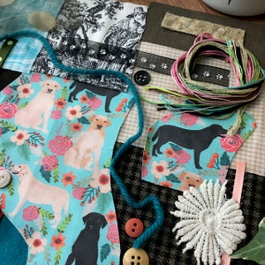 Slow Stitch Fabric Kit Black and Yellow Labrador Labs With Vintage ...