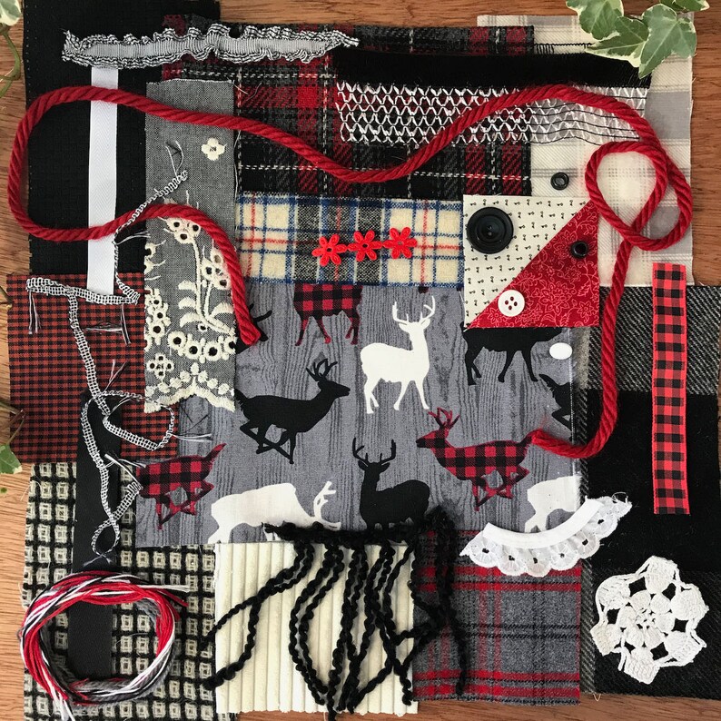 Slow Stitch Kit Fabric Pack Plaid Buck Deer Stags | Etsy