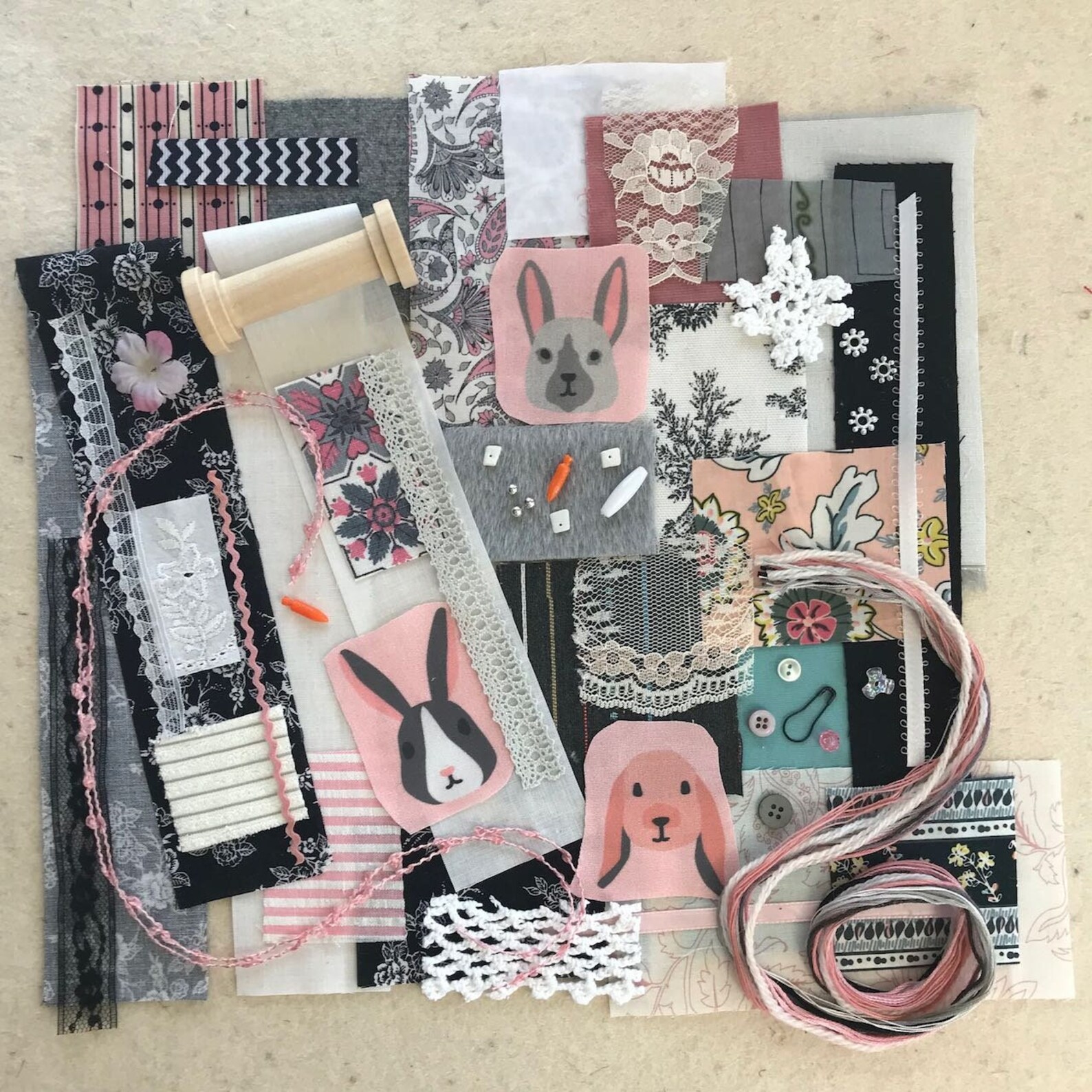 Snippet Roll Rabbit Slow Stitch Kit Easter Spool Pack Mixed - Etsy