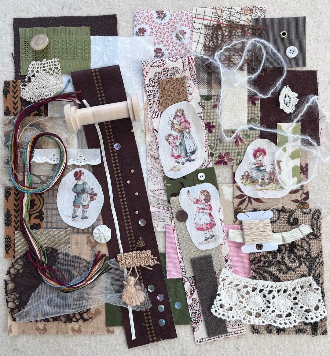 Snippet Spool Slow Stitch Kit Children Pack Roll Mixed Media Collage ...