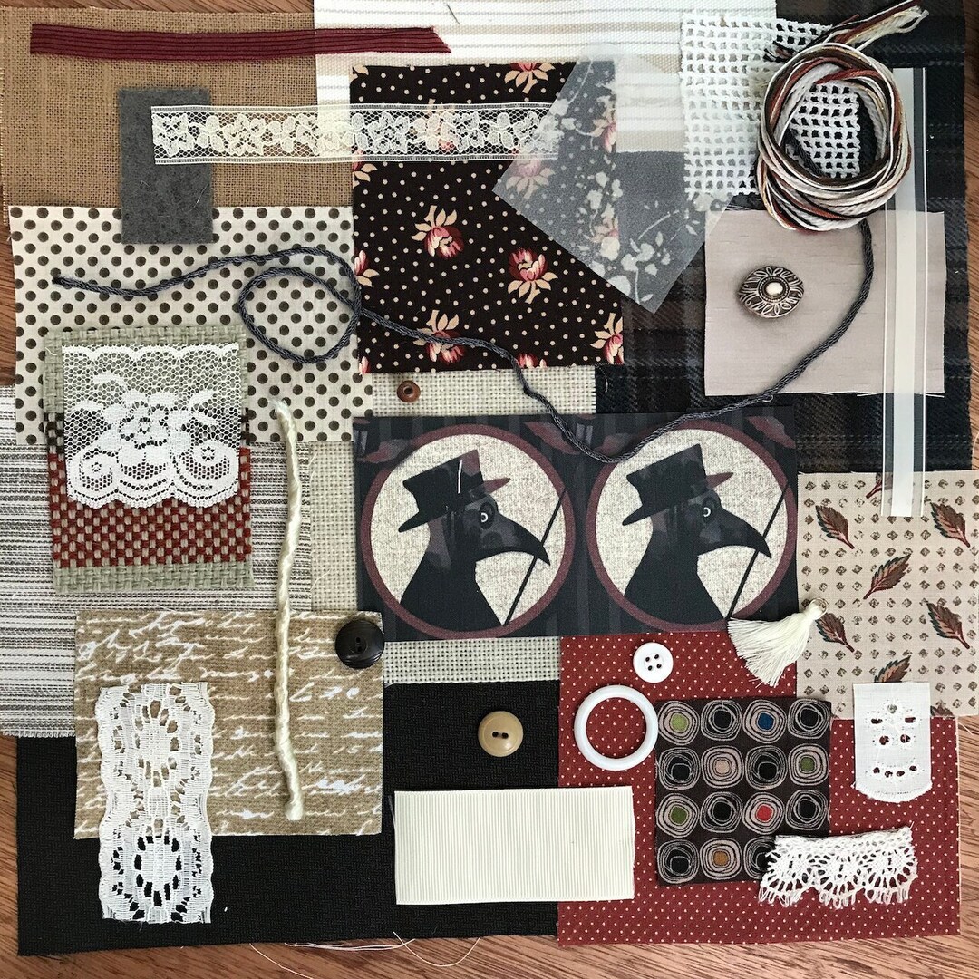 Slow Stitch Fabric Pack Halloween Plague Doctor Junk Journal Multimedia ...