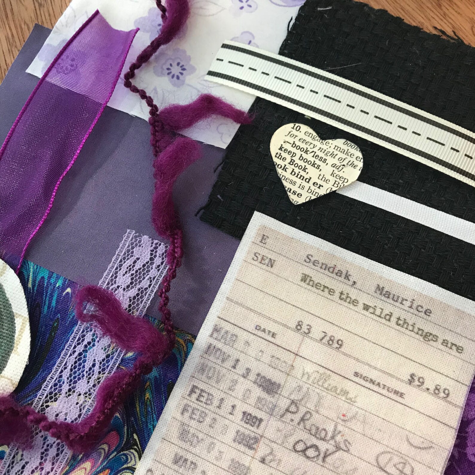 Slow Stitch Kit Library Card Book Reading With Vintage Fabrics - Etsy