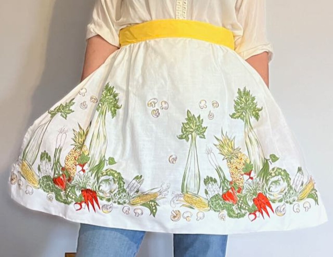 50's Vegetable Apron Half Length Vintage Collectible - Etsy