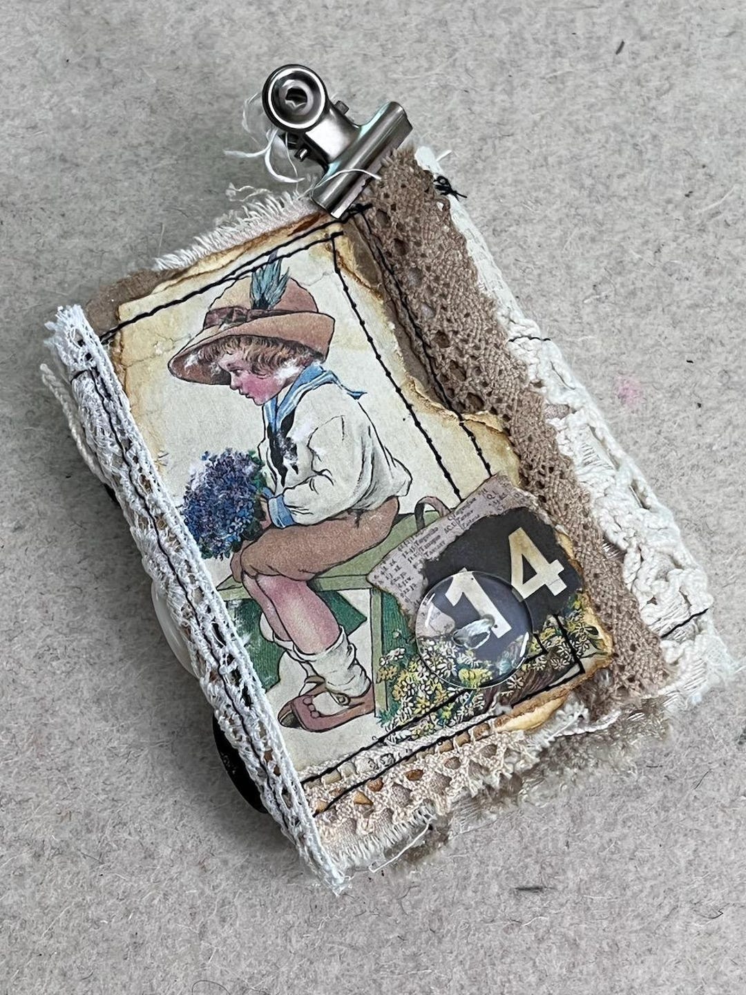 Altered Tin Boy With Flowers Mini Felted Wool Slow Stitch Journal - Etsy