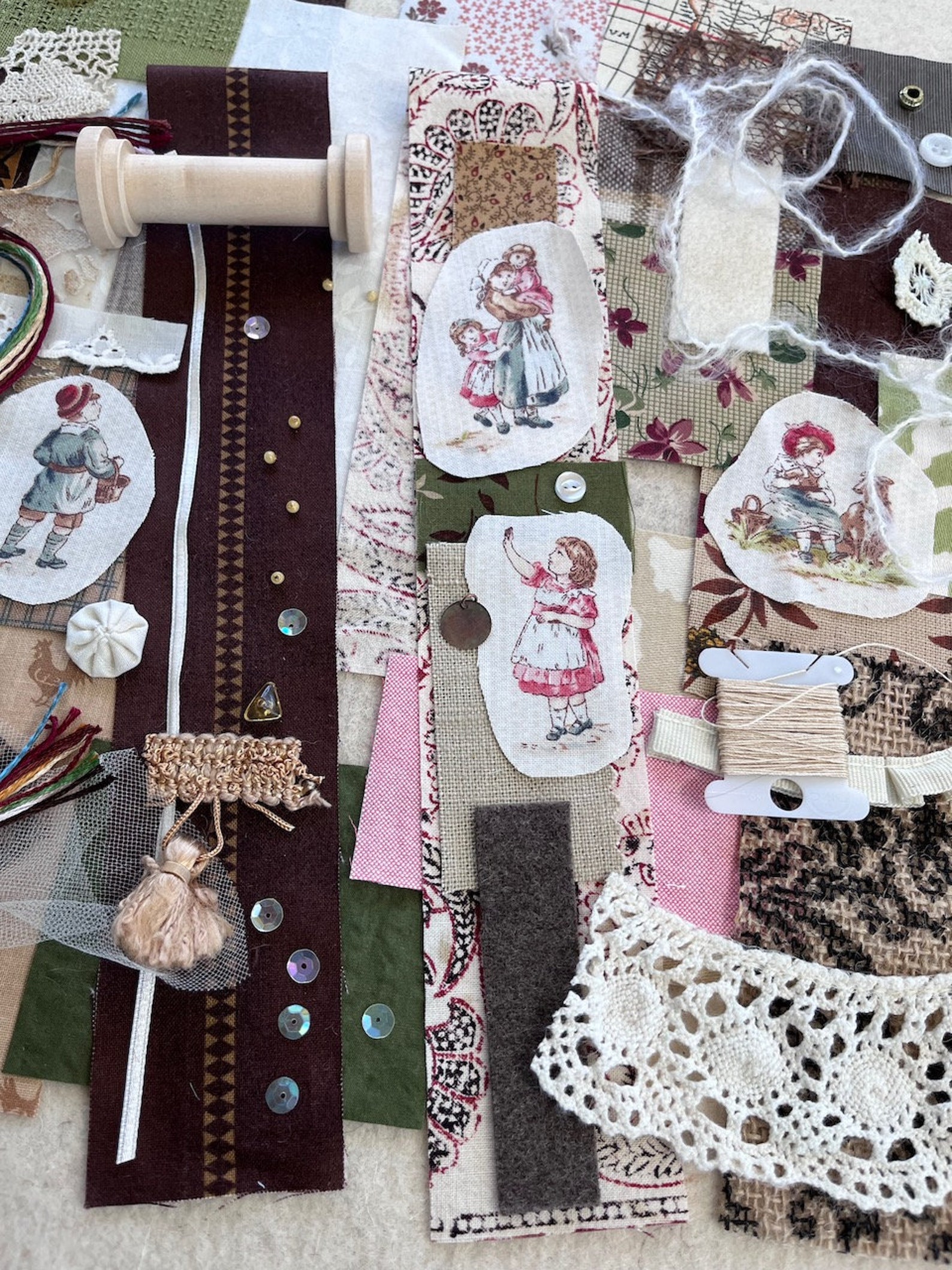 Snippet Spool Slow Stitch Kit Children Pack Roll Mixed Media Collage ...