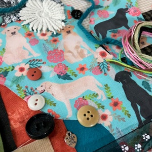 Slow Stitch Fabric Kit Black and Yellow Labrador Labs With Vintage ...