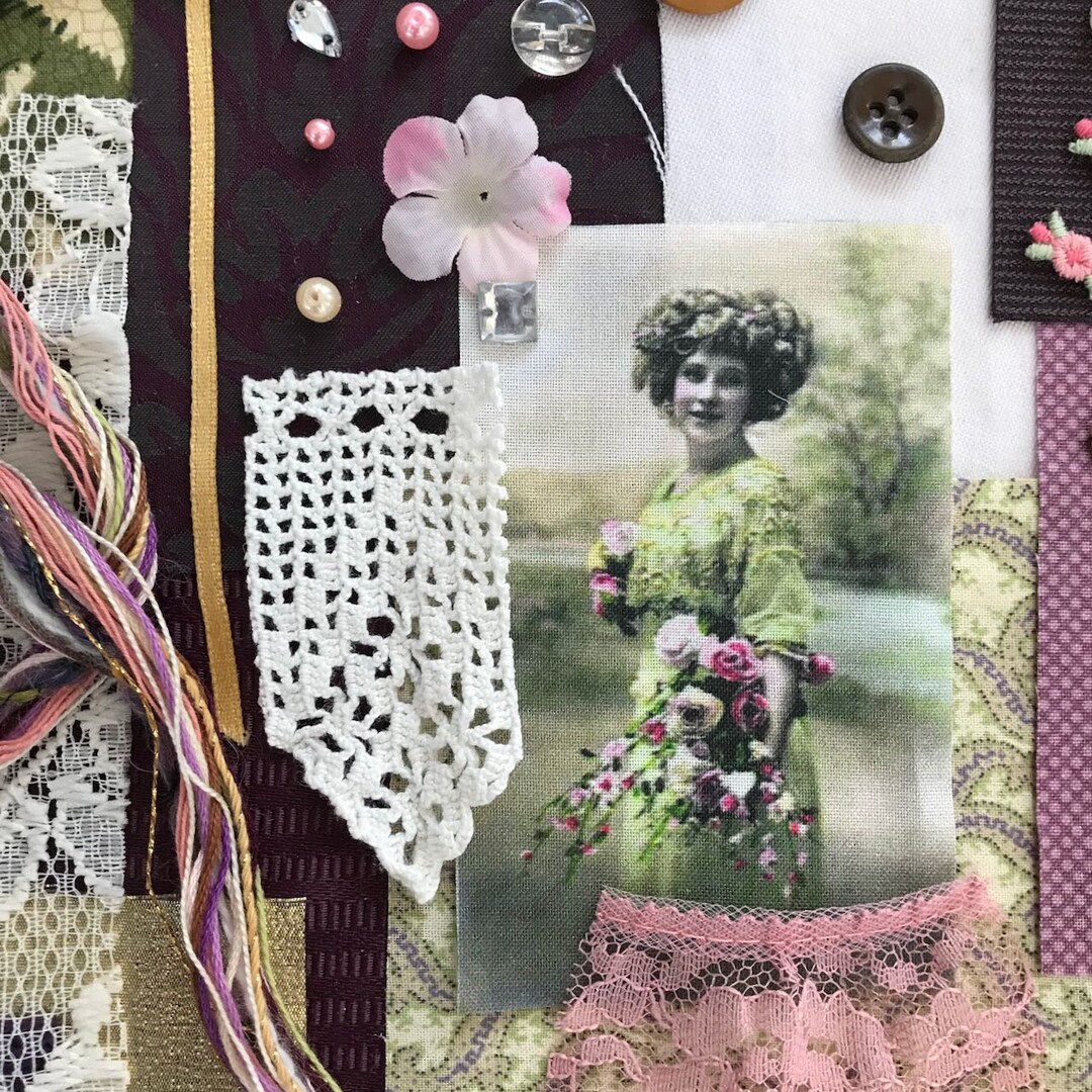 Valentine Cupid Slow Stitch Fabric Pack Victorian Junk Journal ...