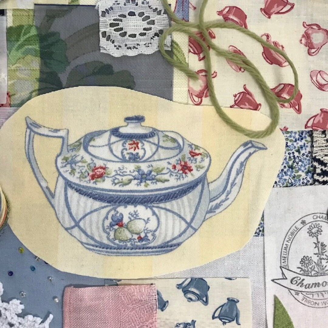 Teapot Slow Stitch Kit Fabric Pack Bundle Hand Stitching Junk Journal ...