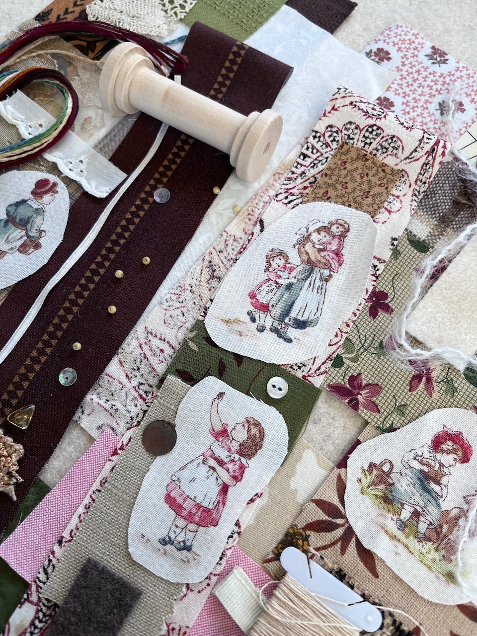 Snippet Spool Slow Stitch Kit Children Pack Roll Mixed Media Collage ...