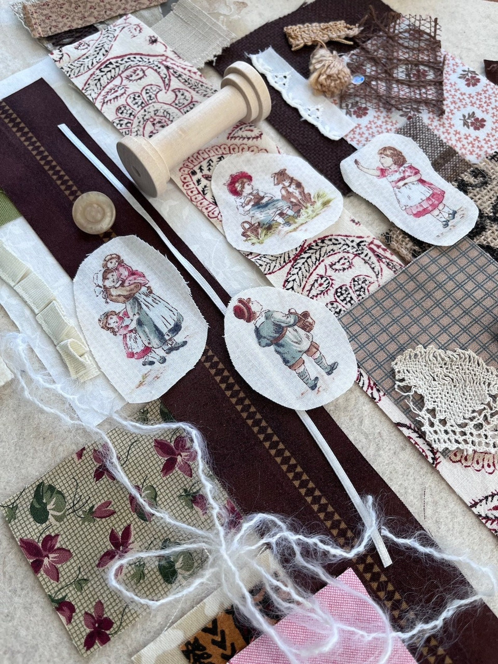 Snippet Spool Slow Stitch Kit Children Pack Roll Mixed Media Collage ...