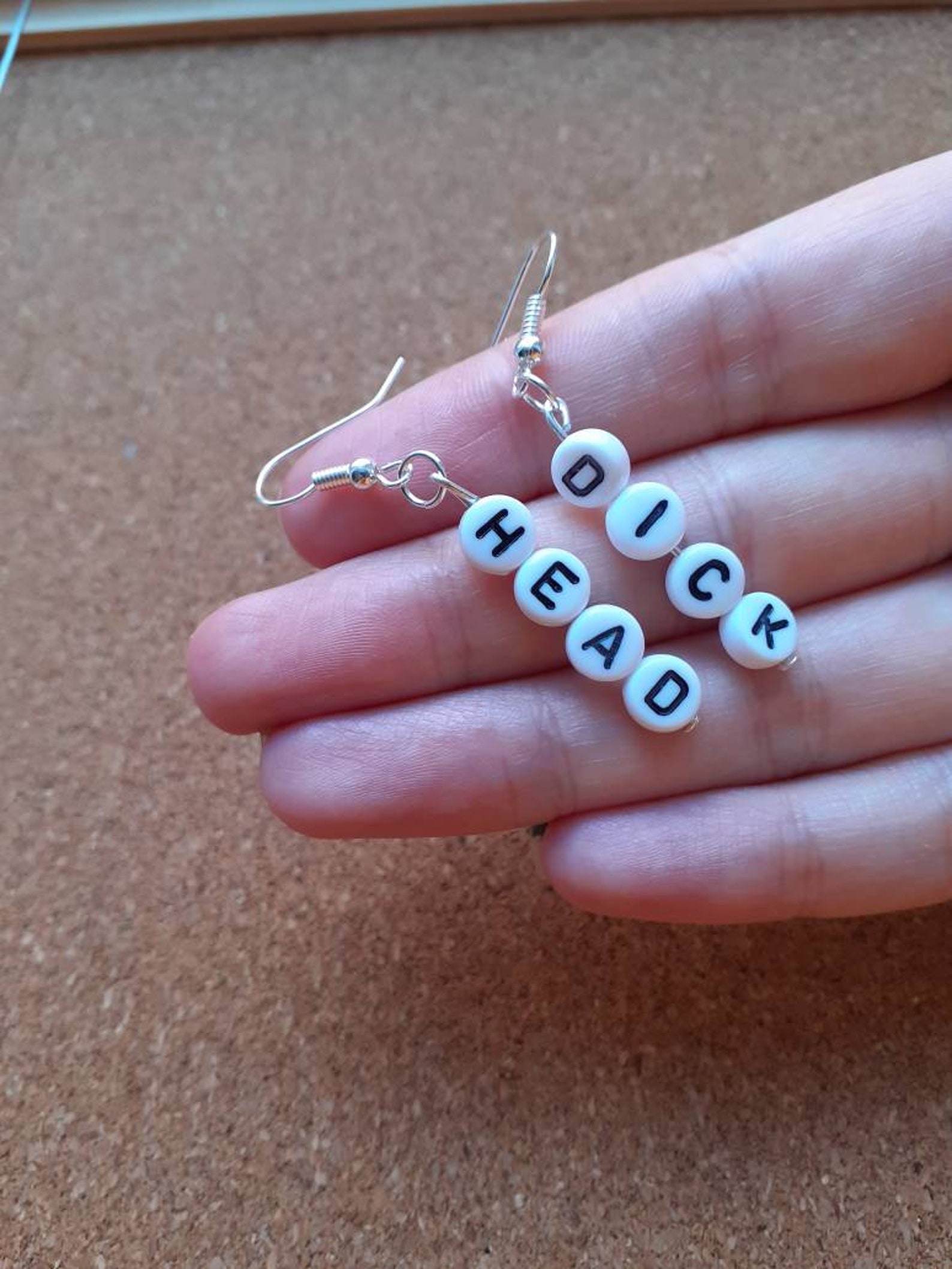 Letter Bead Dangle Earrings Quirky Earrings Silver Earrings - Etsy