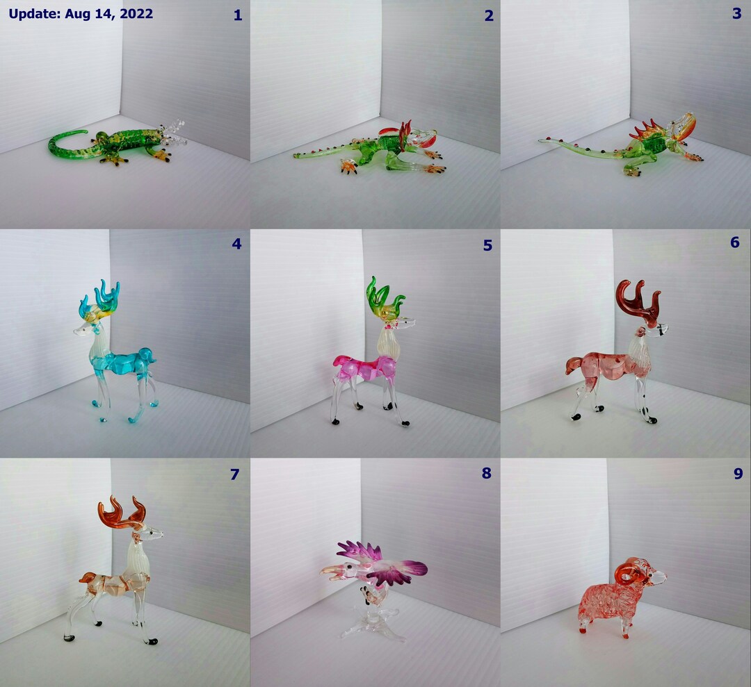 Color Blown Glass Animals Sculpture Miniature Figurines Statue - Etsy