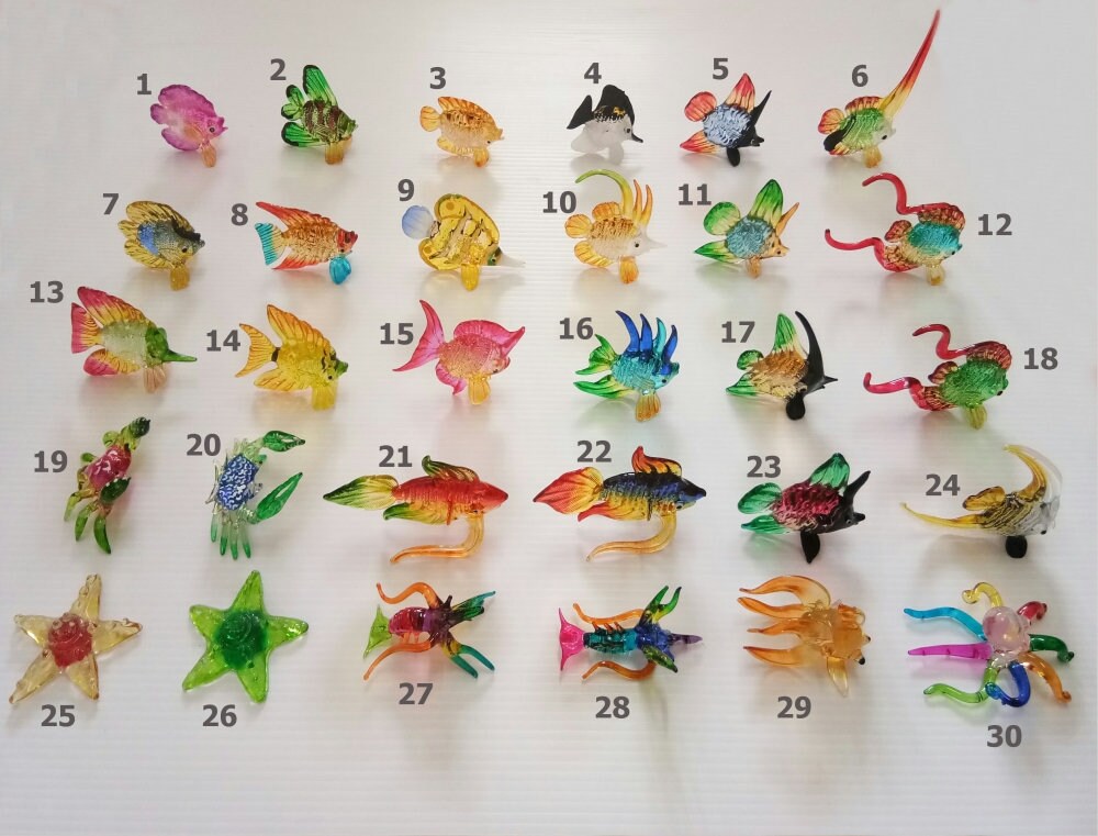 Color Blown Glass Animals Sculpture Miniature Figurines Statue | Etsy