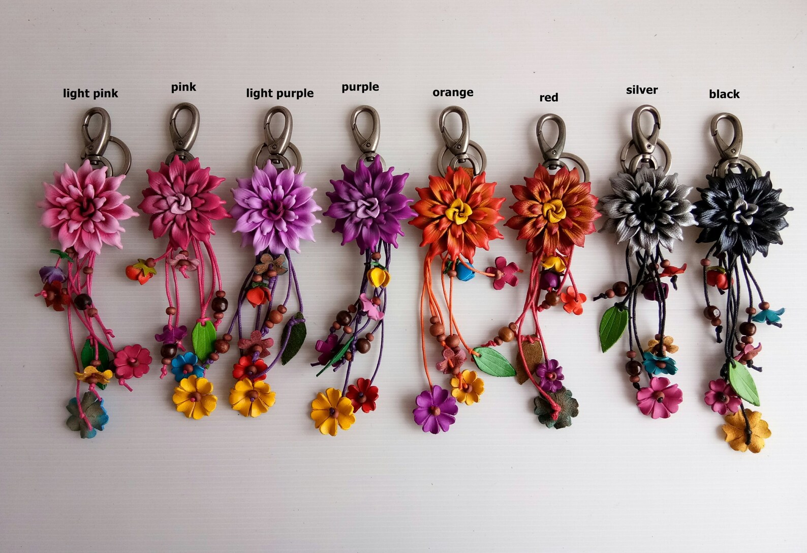 Genuine Leather Handcraft Keychain Women Fashion Flower | Etsy