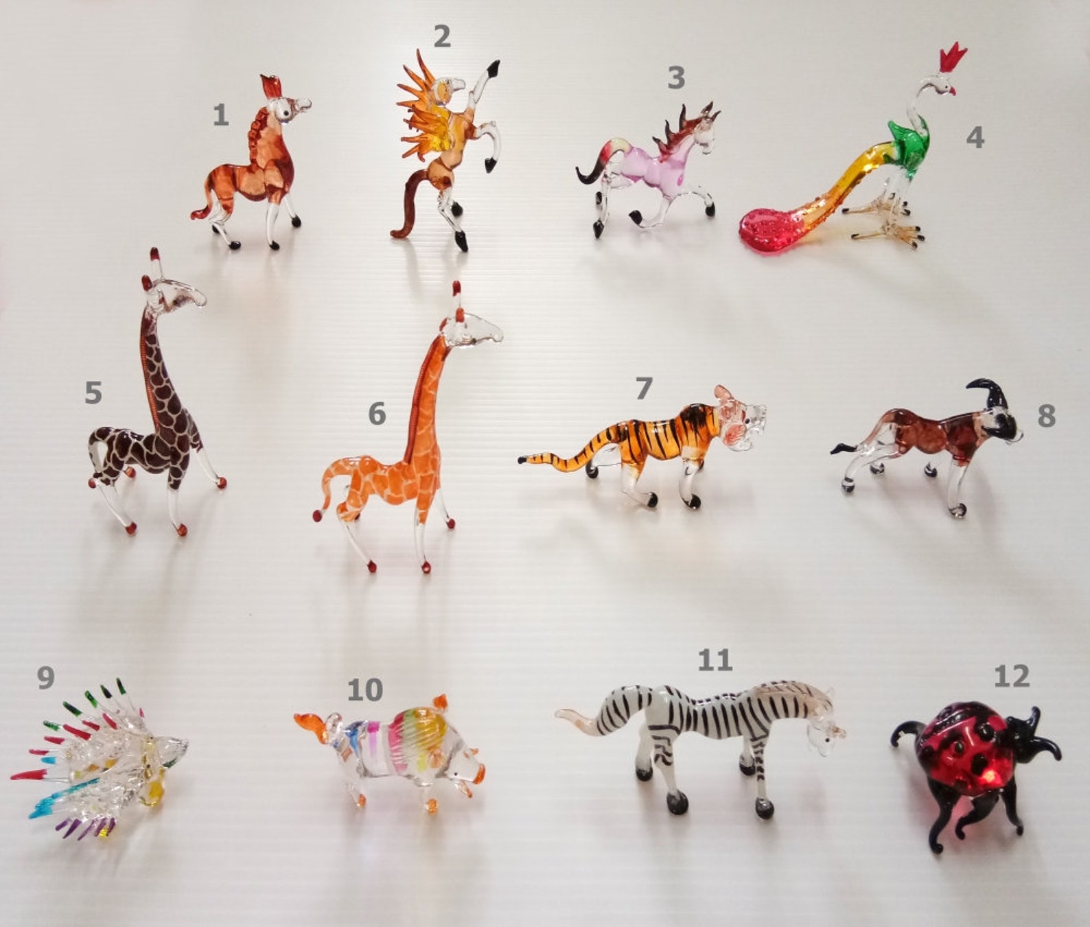 Color Blown Glass Animals Sculpture Miniature Figurines Statue | Etsy