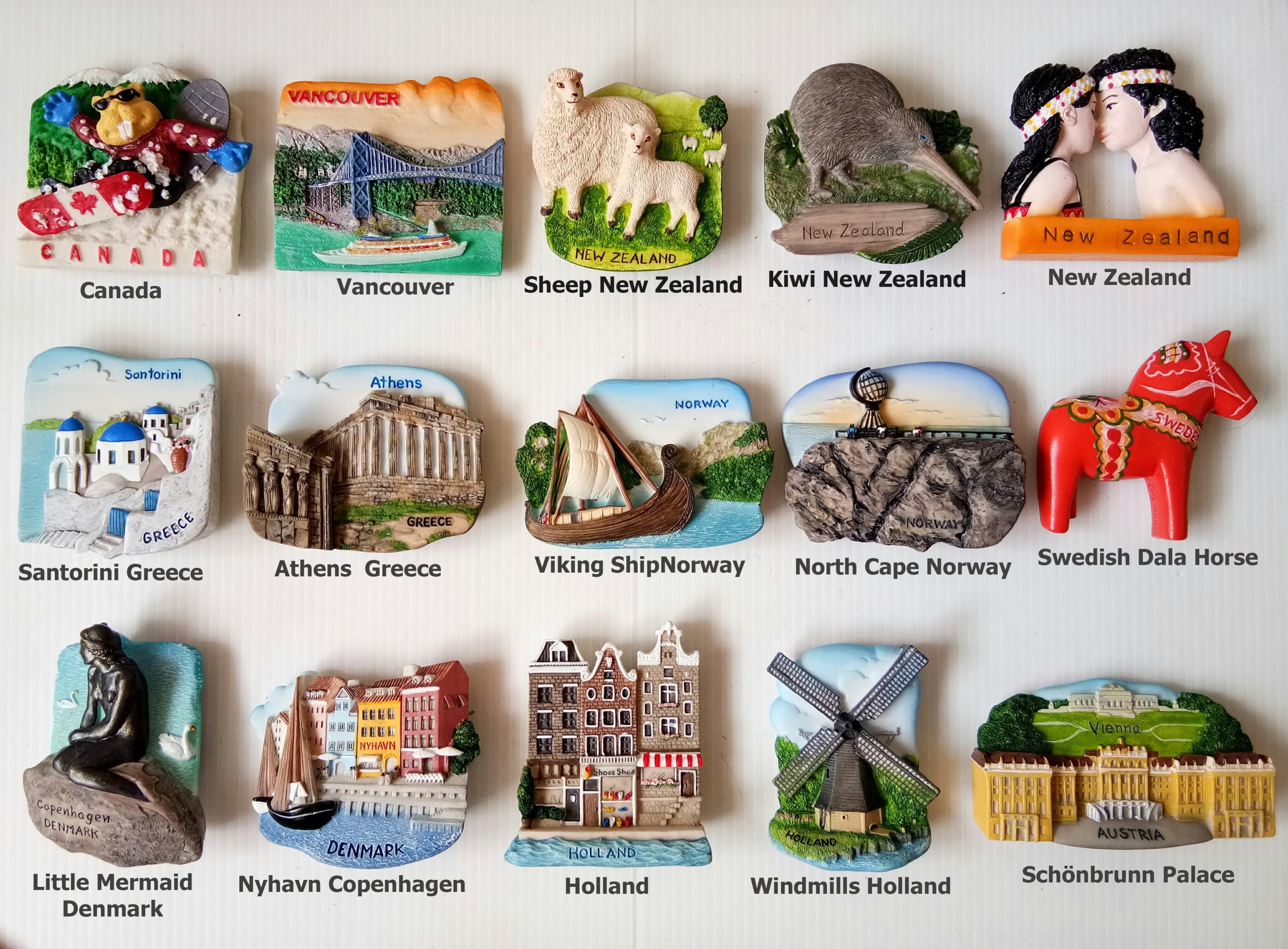 Landmark Souvenir Magnet: Canada, New Zealand, Greece, Norway #1 - Etsy