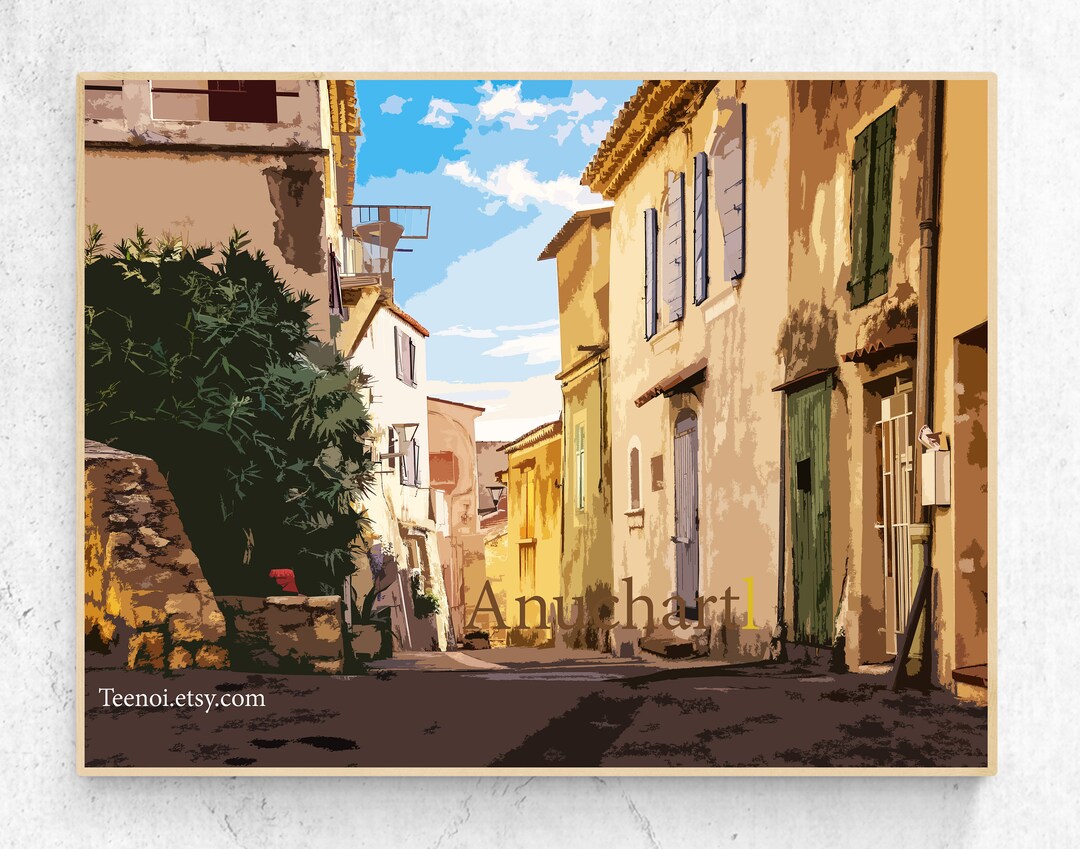 French Countryside Townscape Printable Wall Decor Art - Etsy