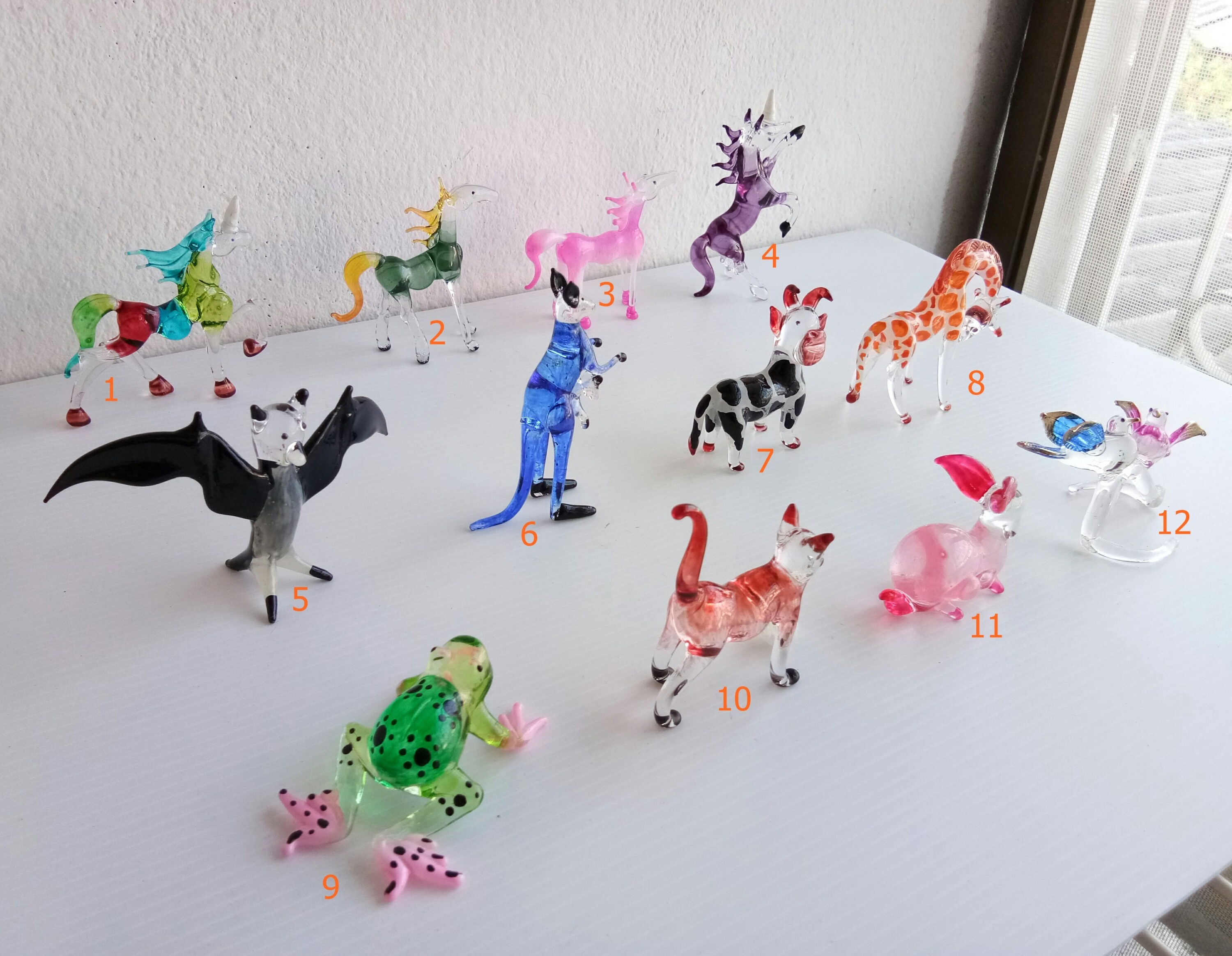 Color Blown Glass Animals Sculpture Miniature Figurines Statue | Etsy