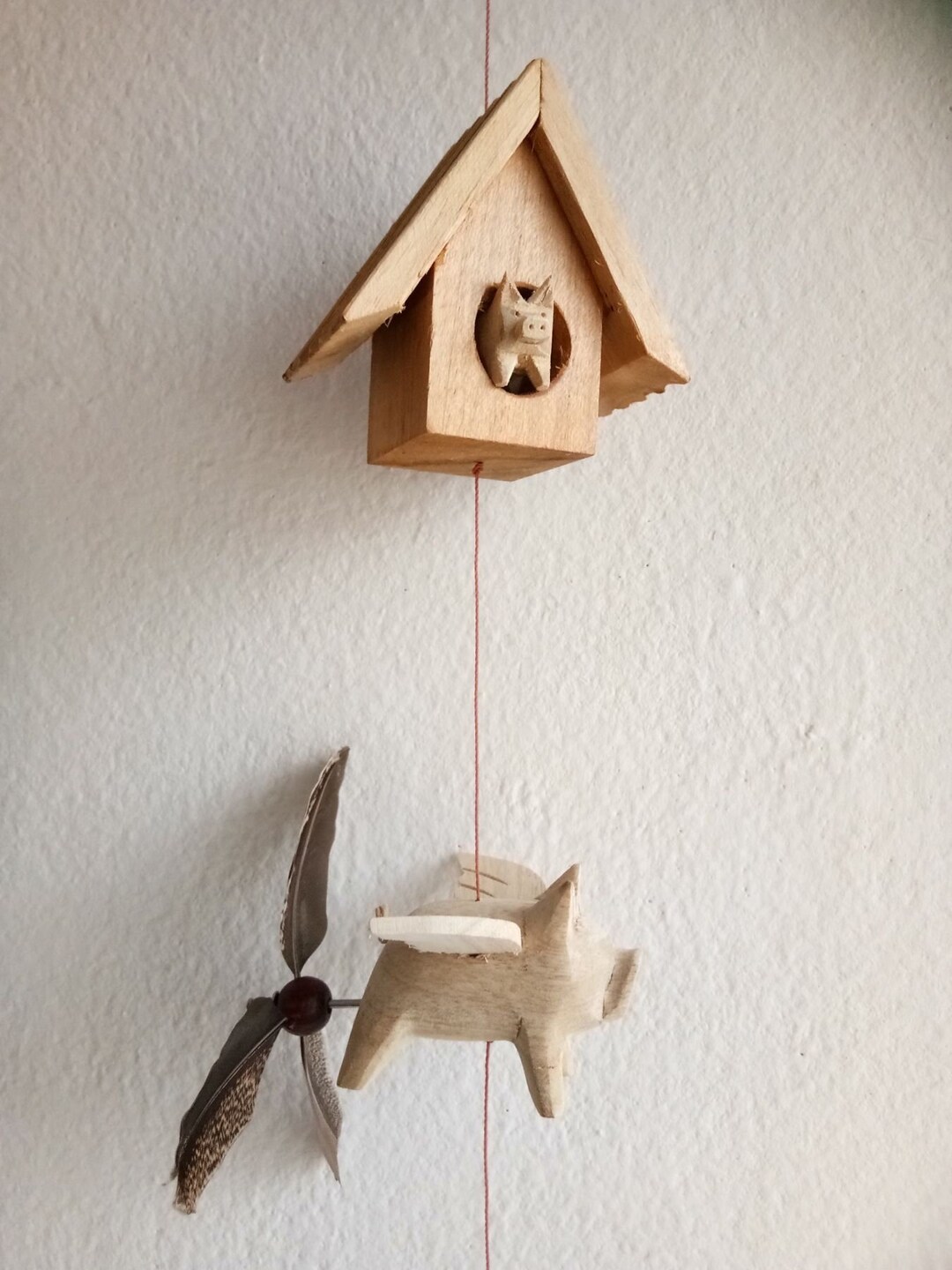 Flying Pig House Wind Chime Mobile Handmade Gift for Home Decoration ...