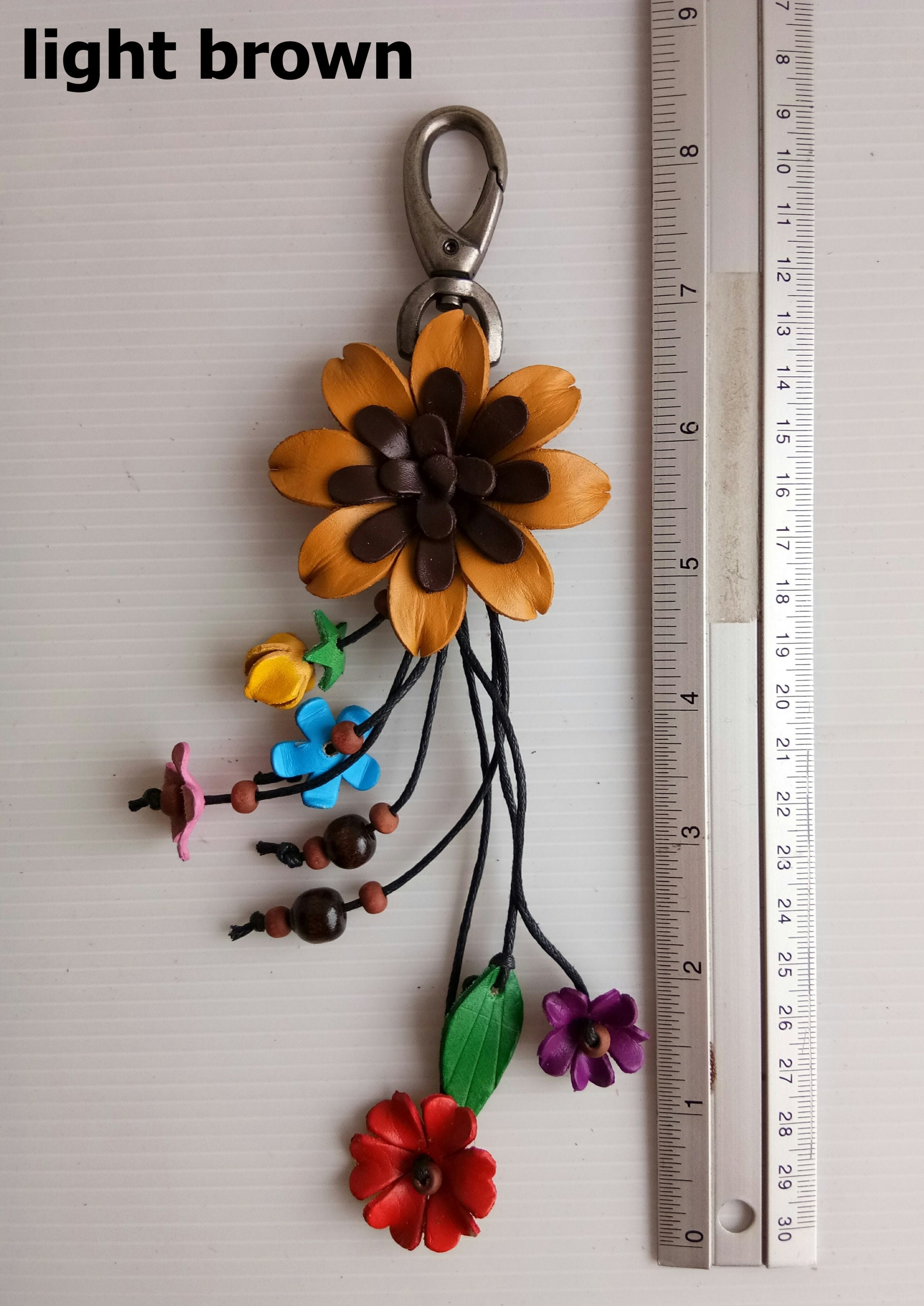 Genuine Leather Handcraft Keychain Women Fashion Flower | Etsy