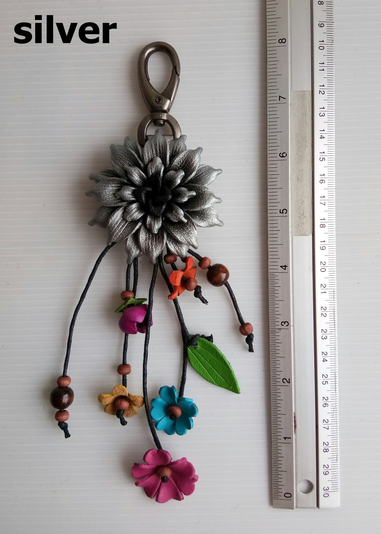 Genuine Leather Handcraft Keychain Women Fashion Flower | Etsy