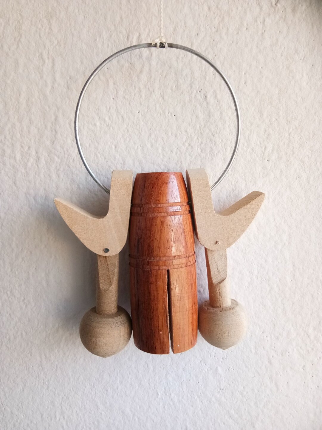 Handmade Cow Bell Wind Chime Mobile: Wooden Patio Decor - Etsy