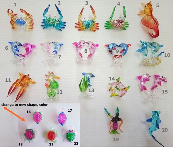 Color Blown Glass Animals Sculpture Miniature Figurines Statue | Etsy